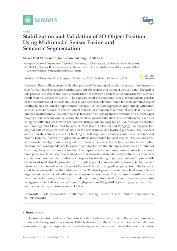 (PDF) Stabilization and Validation of 3D Object Position Using Multimodal Sensor Fusion and ...