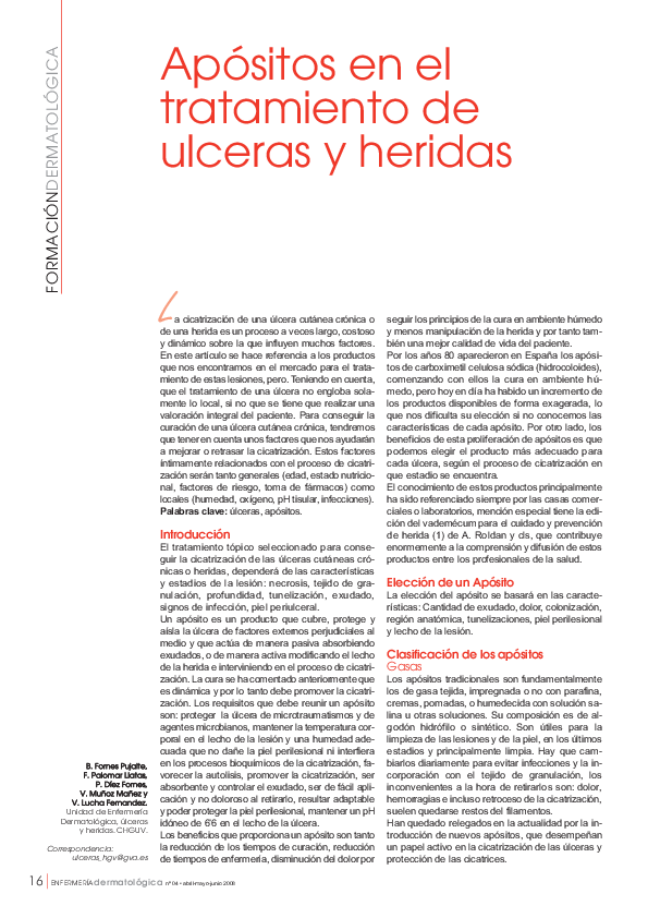 (PDF) Apositos en el tratamiento de ulceras y heridas