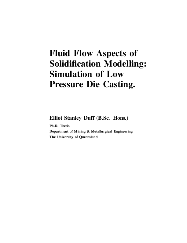 (PDF) Fluid flow aspects of solidification modelling: simulation of low ...