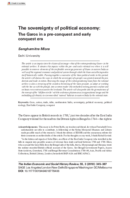 (PDF) The sovereignty of political economy: The Garos in a pre-conquest ...