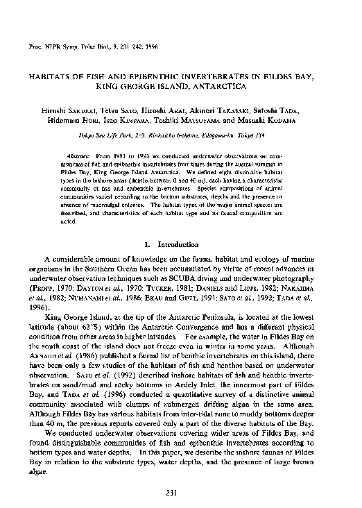 (PDF) Habitats of Fish and Epibenthic Invertebrates in Fildes Bay, King ...