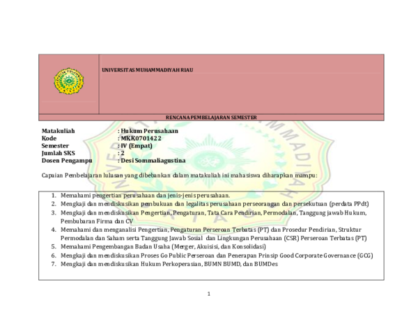 (PDF) RPS Hukum Perusahaan