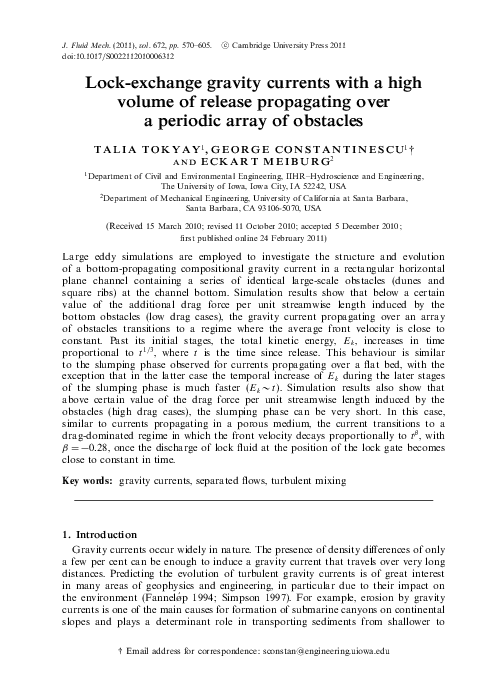 (PDF) Lock-exchange gravity currents with a high volume of release propagating over a periodic ...