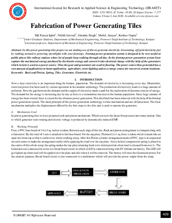 (PDF) Fabrication of Power Generating Tiles