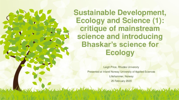 (PDF) Sustainable Development, Ecology and Science (1): critique of ...