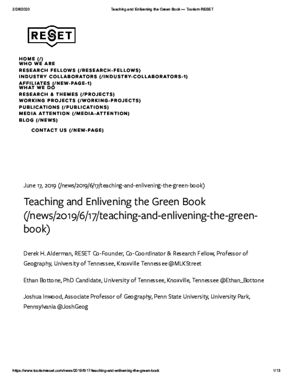 (PDF) Teaching and Enlivening the Green Book
