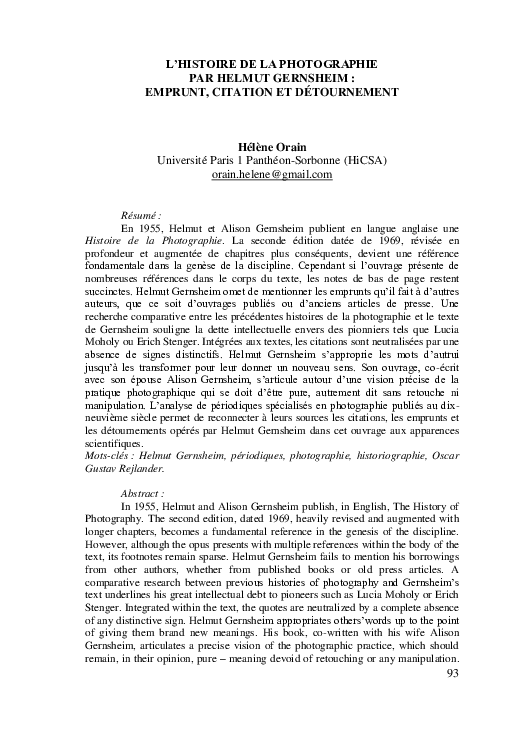 (PDF) L'histoire de la photographie par Helmut Gernsheim : emprunt ...