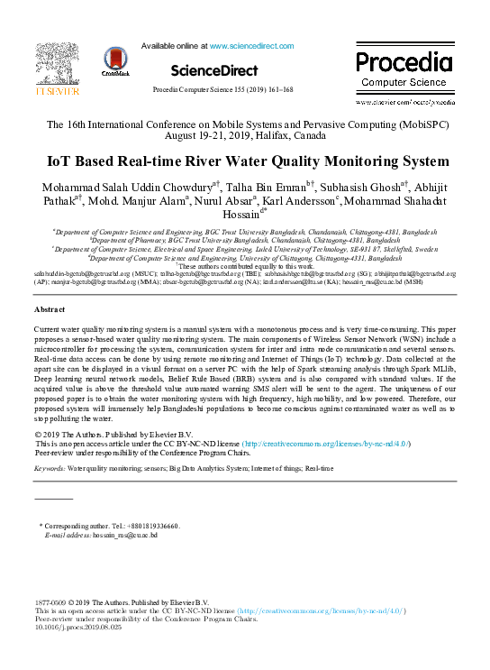(PDF) IoT Based Real-time River Water Quality Monitoring System