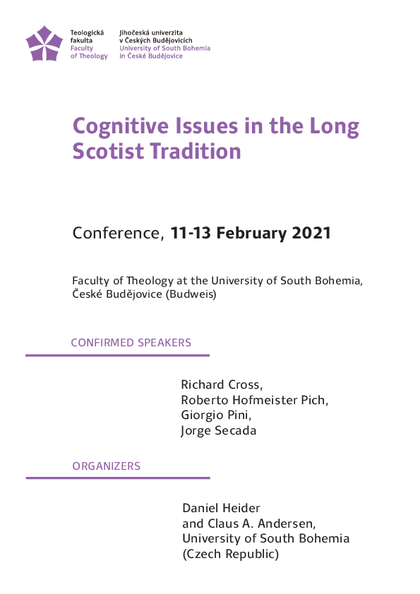 (PDF) CALL FOR PAPERS Cognitive Issues in the Long Scotist Tradition - Conference in Budweis ...