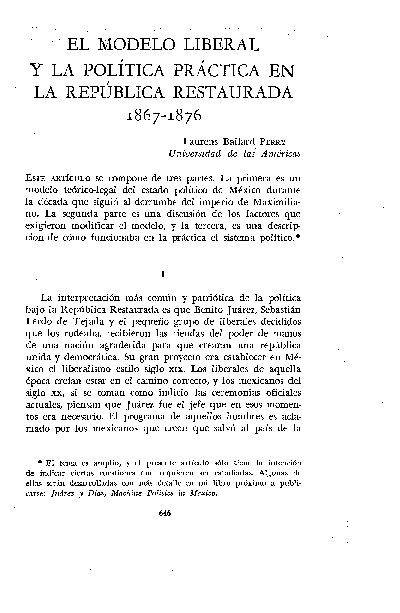 (PDF) EL MODELO LIBERAL Y LA POLÍTICA PRÁCTICA EN