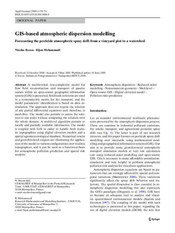 (PDF) GIS-based atmospheric dispersion modelling