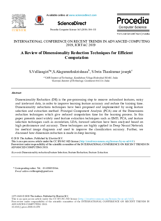 (PDF) A Review of Dimensionality Reduction Techniques For Efficient ...