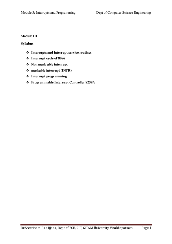 (PDF) Module 3: Interrupts and Programming