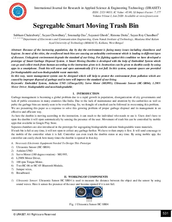 (PDF) Segregable Smart Moving Trash Bin