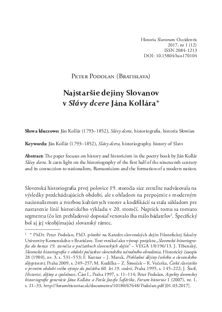 (PDF) Najstaršie dejiny Slovanov v Slávy dcere Jána Kollára [Ancient ...