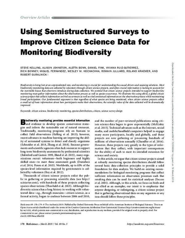 (PDF) Using Semistructured Surveys to Improve Citizen Science Data for Monitoring Biodiversity