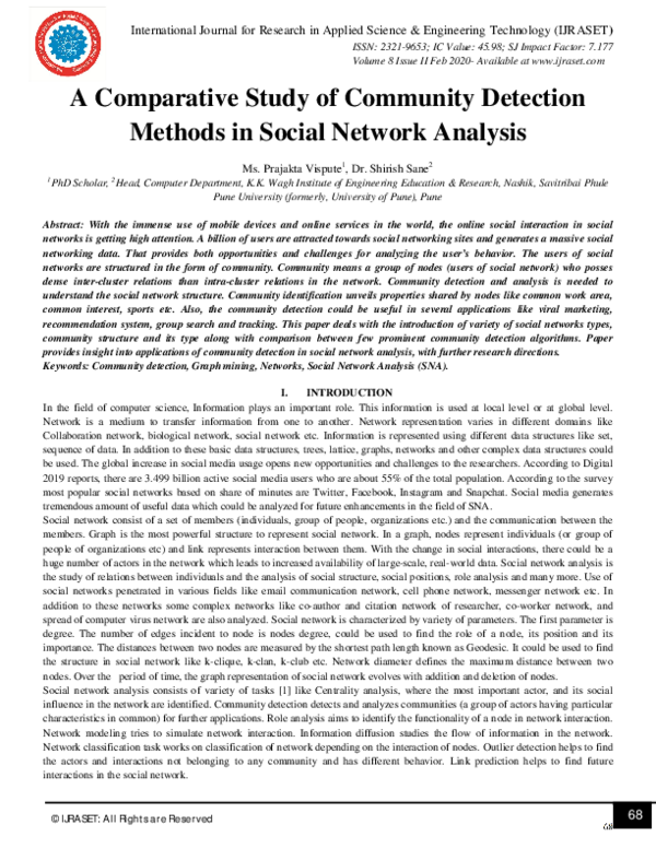 (PDF) A Comparative Study of Community Detection Methods in Social ...