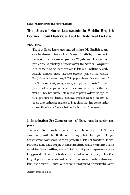 (PDF) The Uses of Norse Loanwords in Middle English Poems: From ...