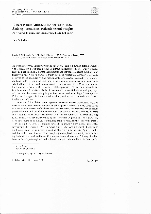 (PDF) Robert Elliott Allinson: Influences of Mao Zedong - Notations ...