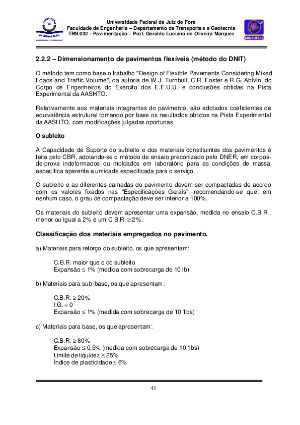(PDF) Método DNIT exemplo numerico UFJF