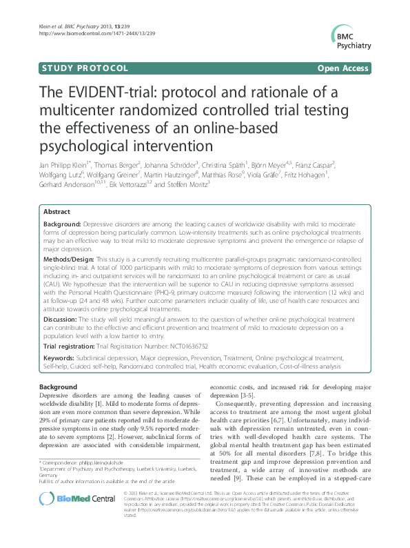 (PDF) The EVIDENT-trial: protocol and rationale of a multicenter ...