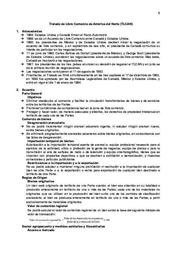 (PDF) Tratado de Libre Comercio de América del Norte (TLCAN) (1)