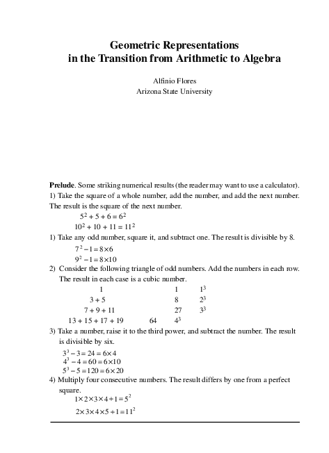 (PDF) Geometric Representations in the Transition from Arithmetic to ...