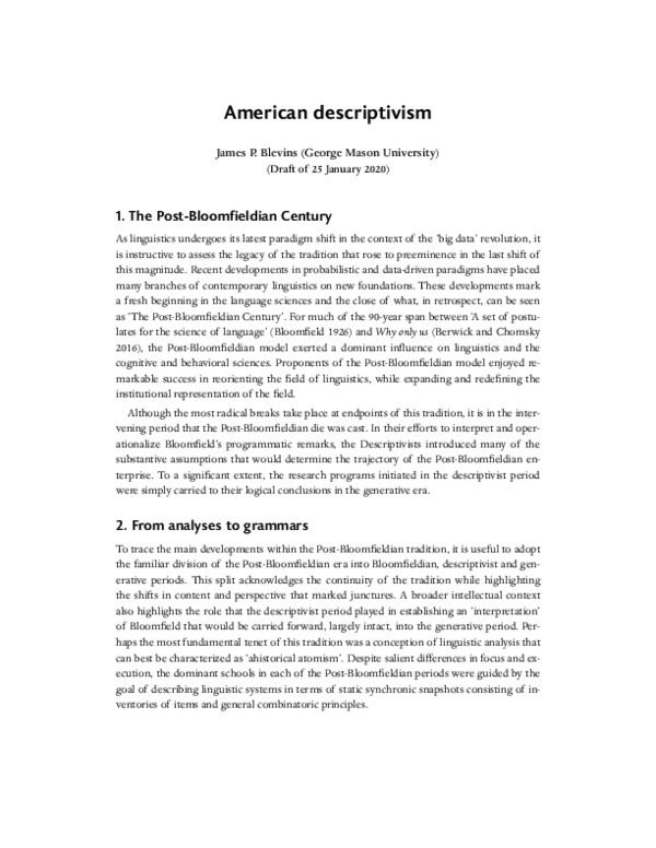 (PDF) American descriptivism