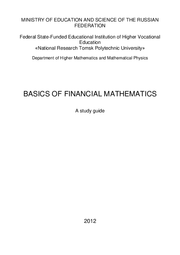 (PDF) BASICS OF FINANCIAL MATHEMATICS A study guide