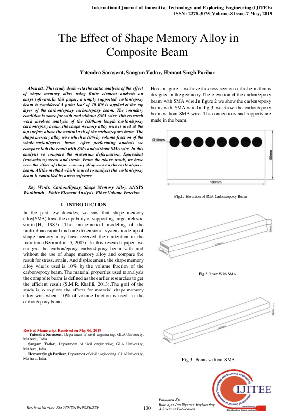 (PDF) the effect of shape memory alloy in composite beam
