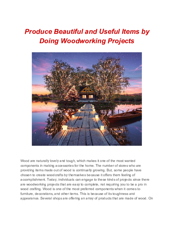 (PDF) Produce Beautiful and Useful Items by Doing Woodworking Projects