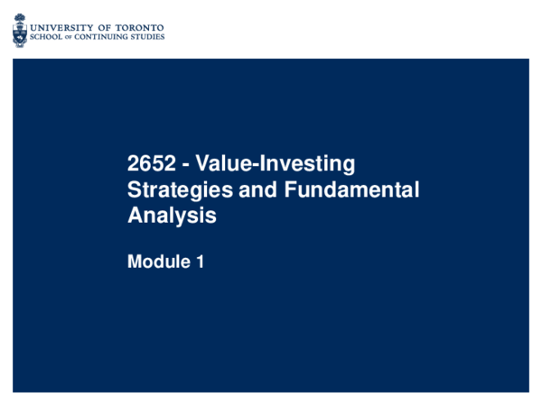 (PDF) 2652 -Value-Investing Strategies and Fundamental Analysis Module 1