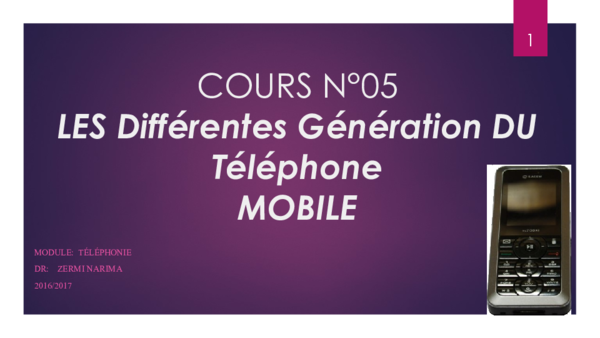 (PDF) COURS N°05 LES Différentes Génération DU Téléphone MOBILE
