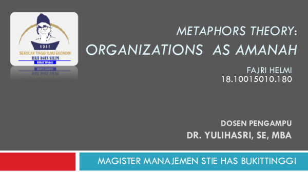 (PPT) Metafora Organisasi sebagai Amanah