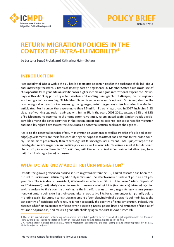 (PDF) POLICY BRIEF RETURN MIGRATION POLICIES IN THE CONTEXT OF INTRA-EU ...