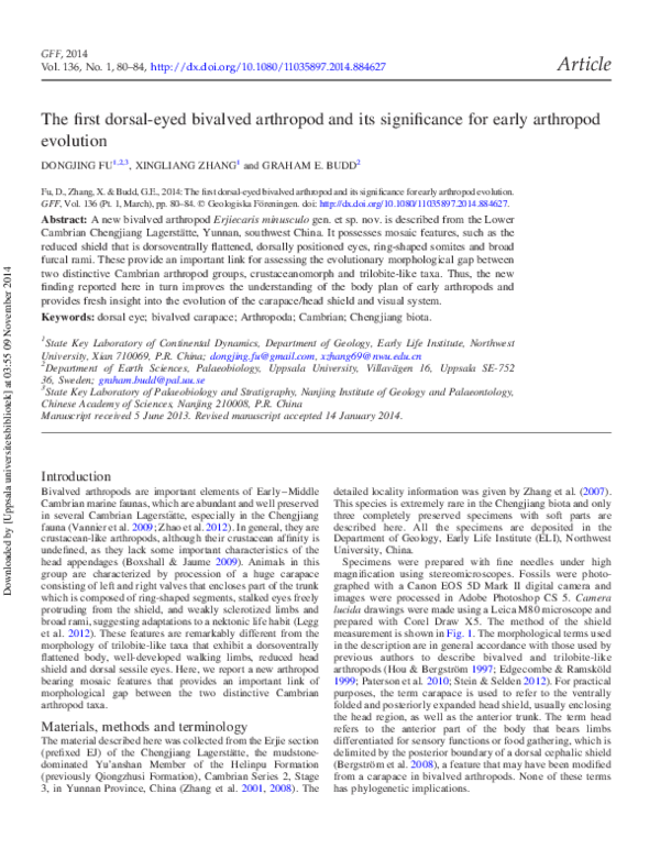 (PDF) The first dorsal-eyed bivalved arthropod and its significance for ...