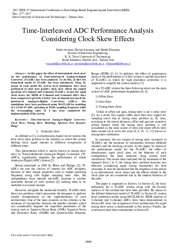 Pdf Time Interleaved Adc Performance Analysis Considering Clock Skew