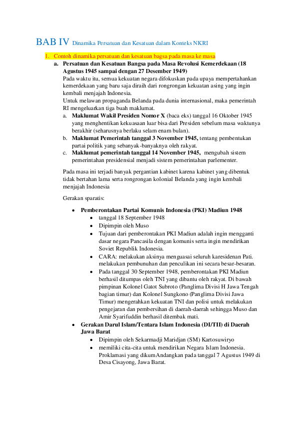 (DOC) BAB IV Dinamika Persatuan dan Kesatuan dalam Konteks NKRI