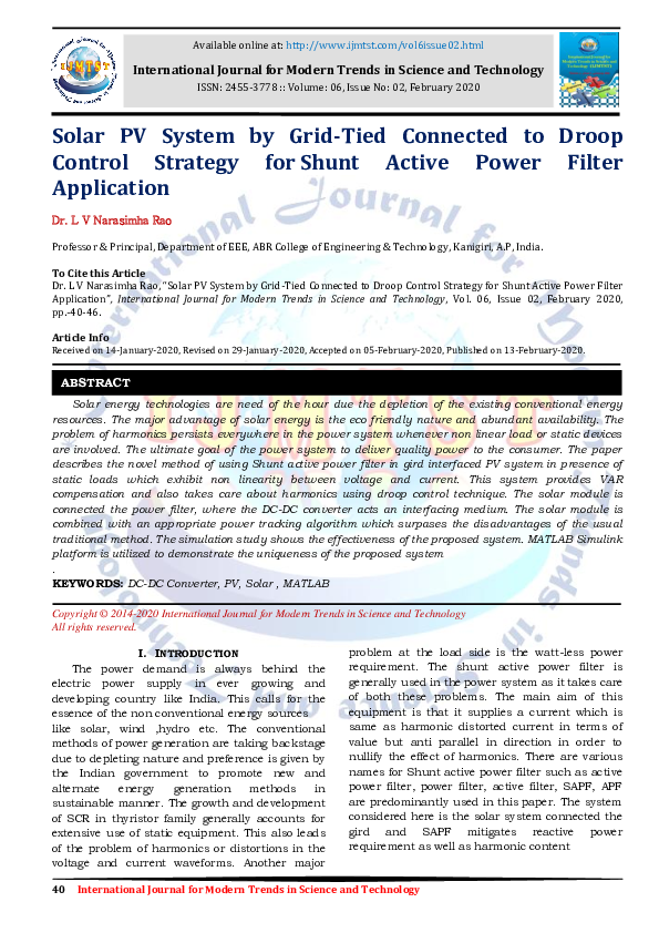 (PDF) Solar PV System by Grid-Tied Connected to Droop Control Strategy ...