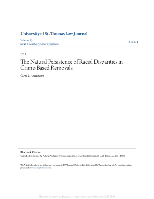 (PDF) The Natural Persistence of Racial Disparities in Crime-Based ...