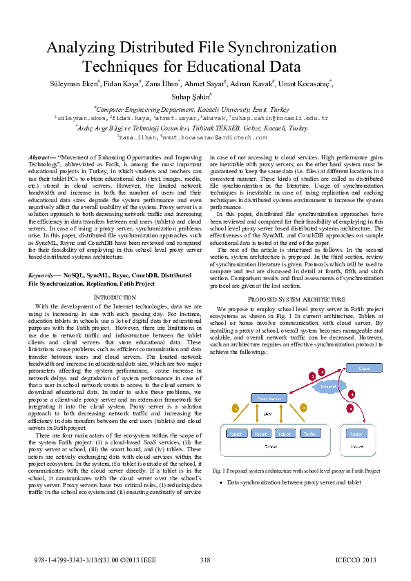 Pdf Analyzing Distributed File Synchronization Techniques For
