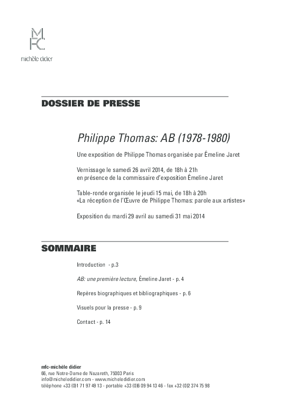 (PDF) Philippe Thomas: AB (1978-1980)