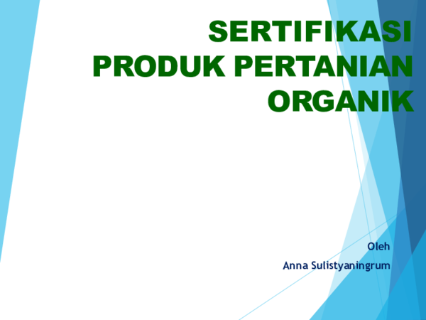 (PDF) SERTIFIKASI PRODUK PERTANIAN ORGANIK