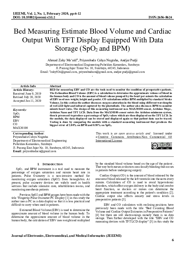 (PDF) Bed Measuring Estimate Blood Volume and Cardiac Output With TFT ...