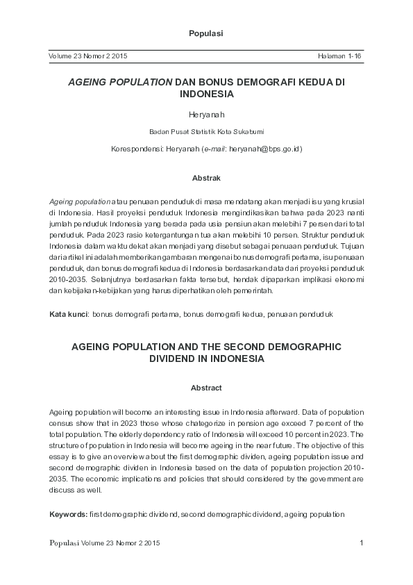 (PDF) AGEING POPULATION DAN BONUS DEMOGRAFI KEDUA DI INDONESIA AGEING ...