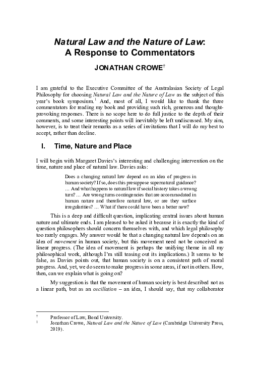 (PDF) Natural Law and the Nature of Law: A Response to Commentators