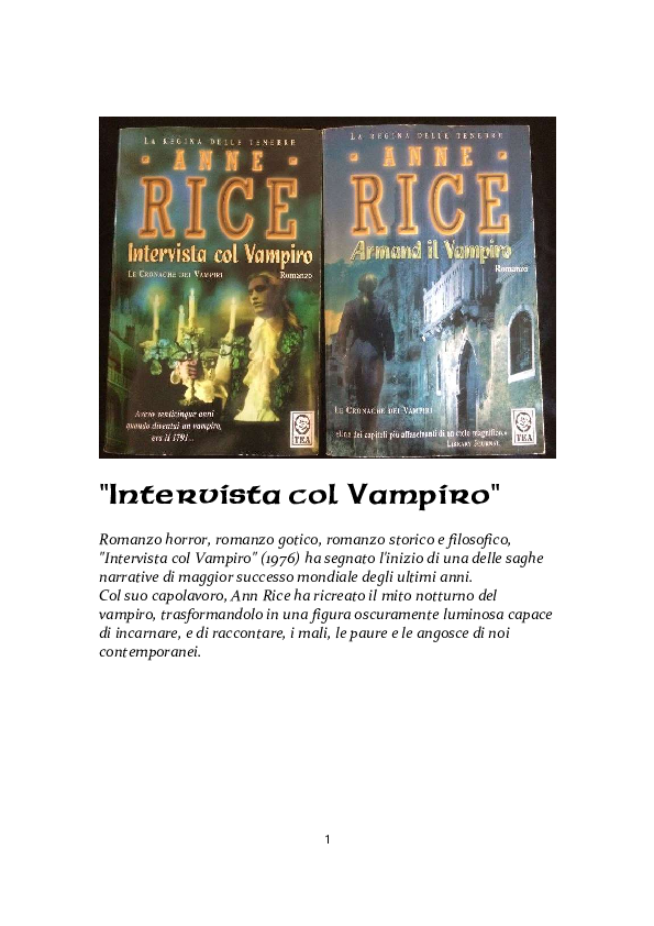 (PDF) "Intervista col Vampiro": inizia così (1)