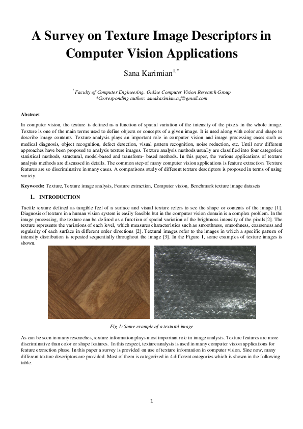 (PDF) A Survey on Texture Image Descriptors in Computer Vision Applications