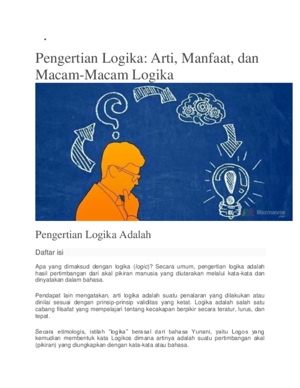 (DOC) Pengertian Logika: Arti, Manfaat, dan Macam-Macam Logika