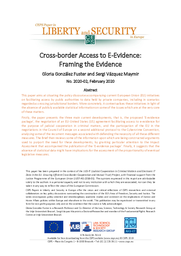 (PDF) Cross-border Access to E-Evidence: Framing the Evidence